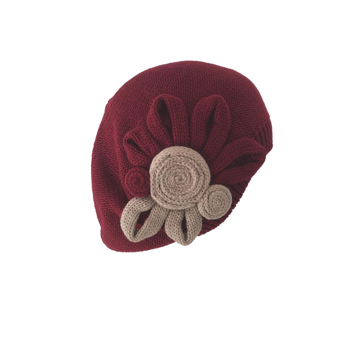 Leïla Beret Fiore di cotone Bordeaux e Beige- BeBeret Riferimento ...